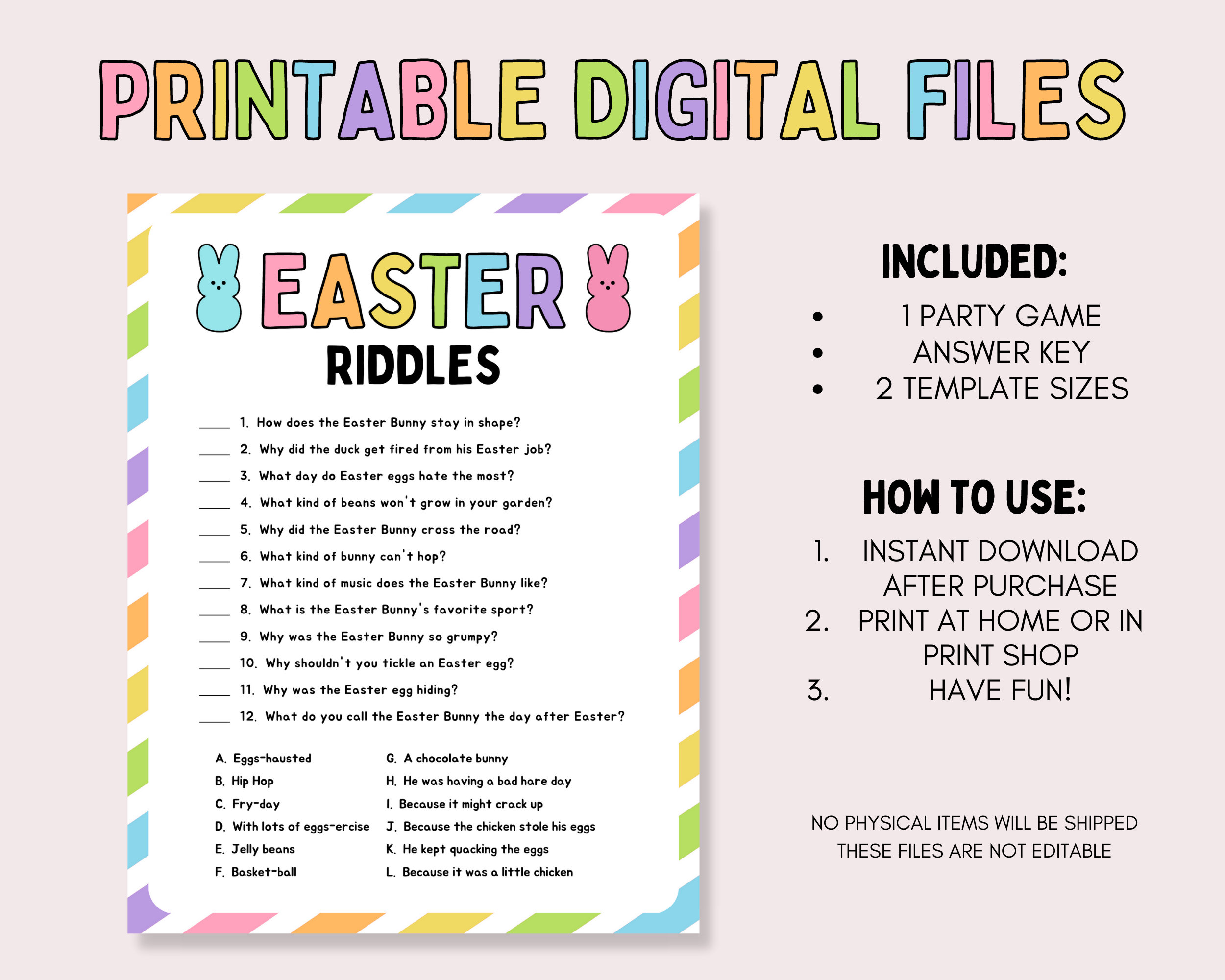 Easter Riddles for Kids, Kids Easter Game, Easter Classroom Activity ...