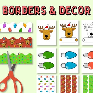 Christmas Reindeer Bulletin Board Kit, Christmas Classroom Decor Bundle ...