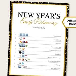 New Years Emoji Pictionary Game, New Year Eve Emoji Game, New Year Eve ...