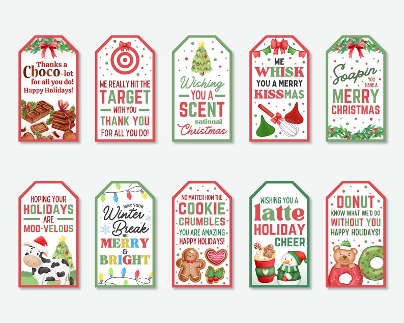 Christmas Staff Appreciation Gift Tags, Christmas Employee Thank You ...