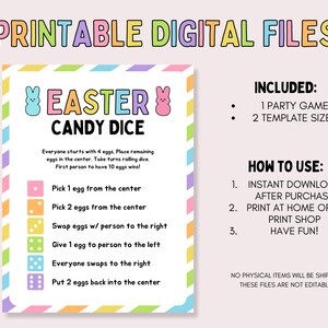 Easter Candy Dice Game, Printable Easter Party Game, Easter Dice Game ...