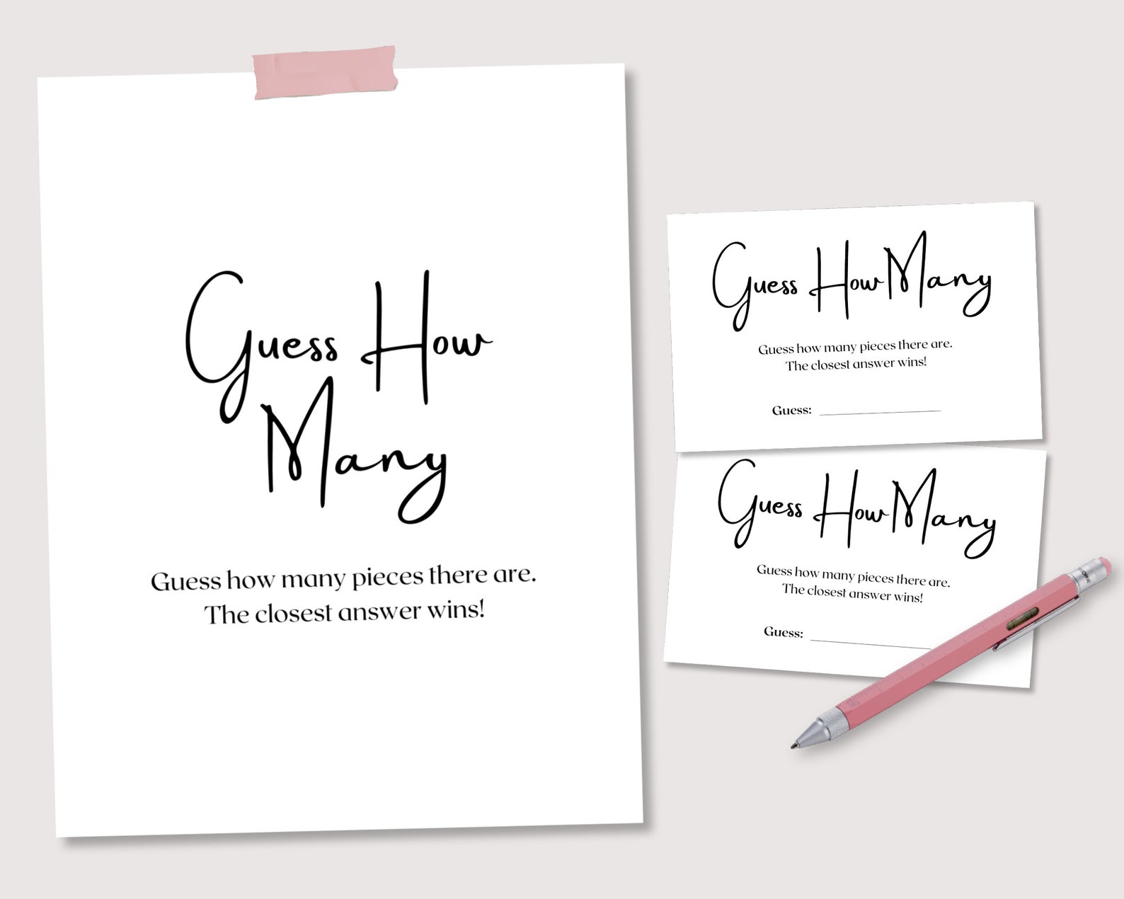 Guess How Many Sign and Cards Gender Reveal Games Baby - Etsy