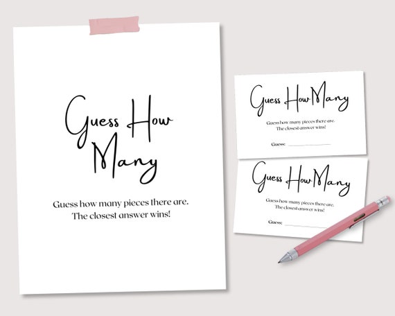 Guess How Many Sign and Cards Gender Reveal Games Baby - Etsy