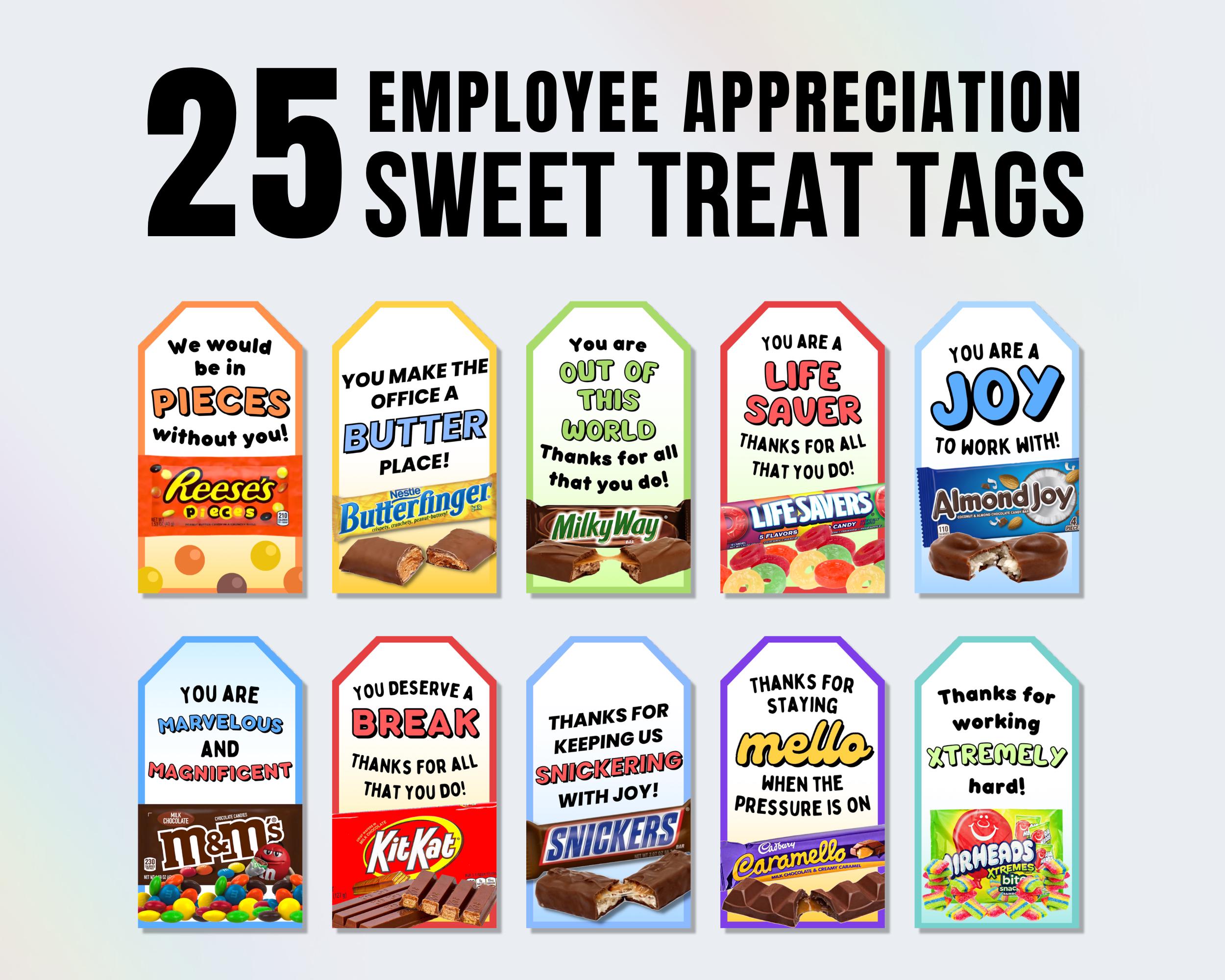 Printable Employee Appreciation Candy Gift Tags, 25 Motivational Candy ...