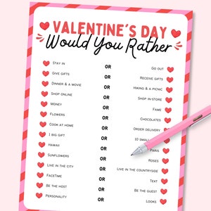 Valentines Day Would You Rather Game, Valentines Day This or That Game ...