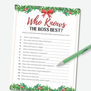 Christmas Who Knows the Boss Best, Holiday Office Party Game, Work ...