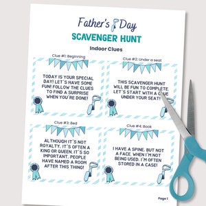 Fathers Day Scavenger Hunt, Printable Fathers Day Treasure Hunt ...