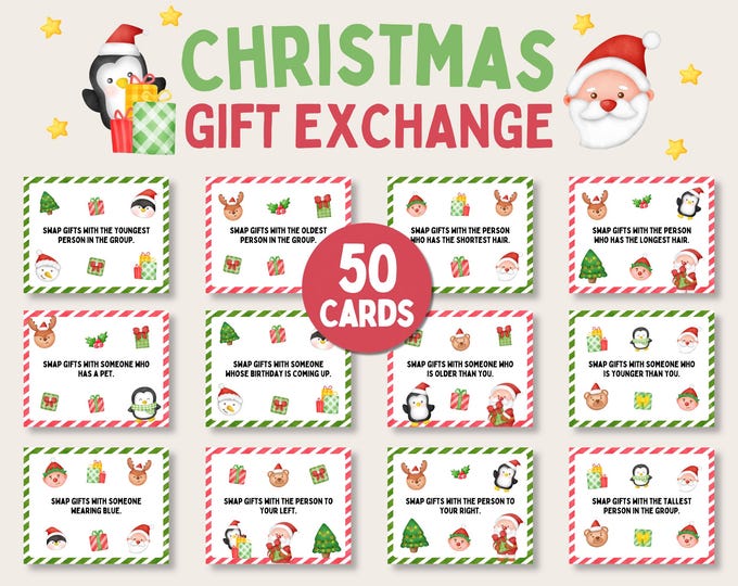 Christmas Gift Exchange Game, Printable Christmas Game, Easy Christmas ...