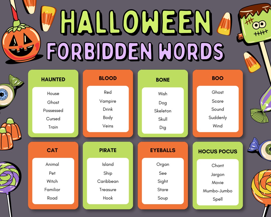 Halloween Forbidden Words, Halloween Party Game, Halloween Game for ...