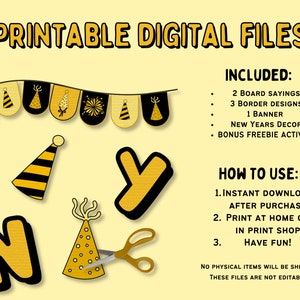 New Years Bulletin Board Kit, New Year January Bulletin Board Decor ...