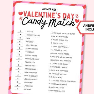 Valentines Day Candy Match, Valentines Day Party Game, Valentine Day ...