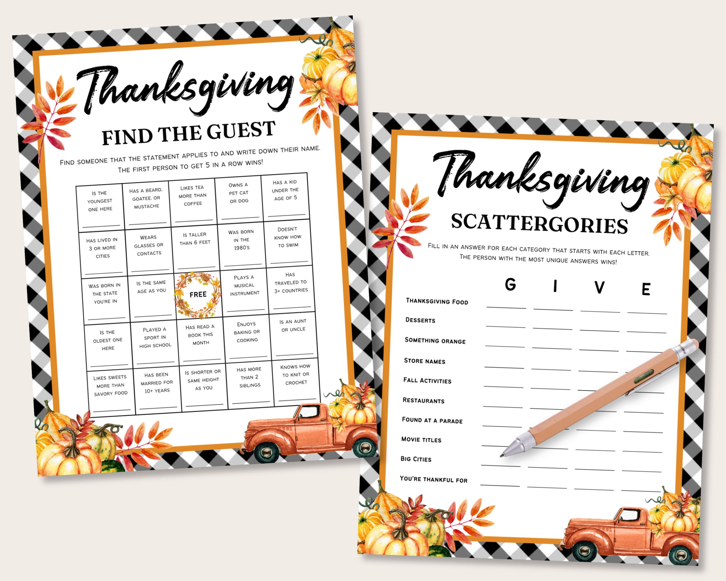 Thanksgiving Party Games Bundle, Printable Thanksgiving Games ...