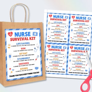 Nurse Survival Kit Gift Tag, Nurse Appreciation Gift Tag, Thank You ...