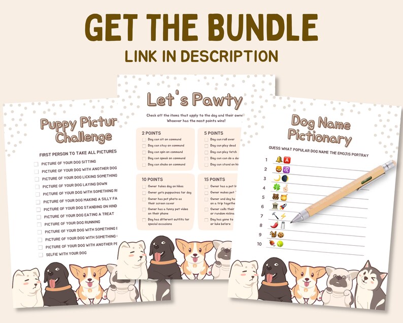 Dog Name Emoji Quiz, Dog Birthday Party Game, Printable Puppy First ...