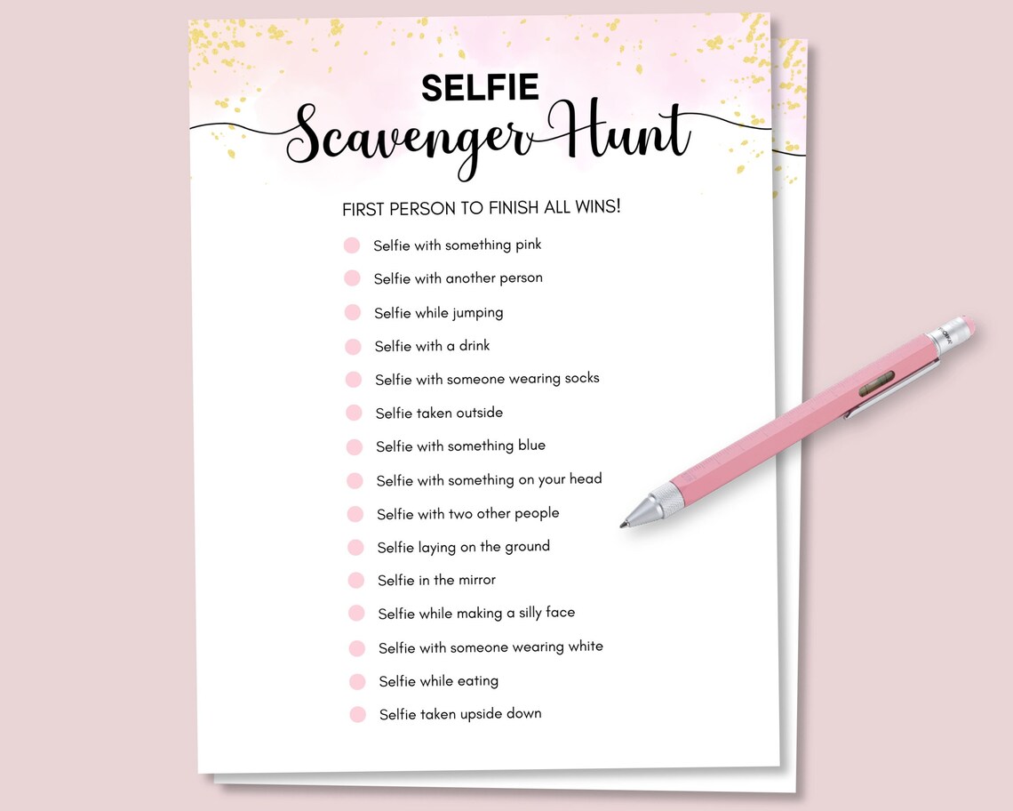 Selfie Scavenger Hunt, Girls Birthday Party Games, Slumber Party Games ...