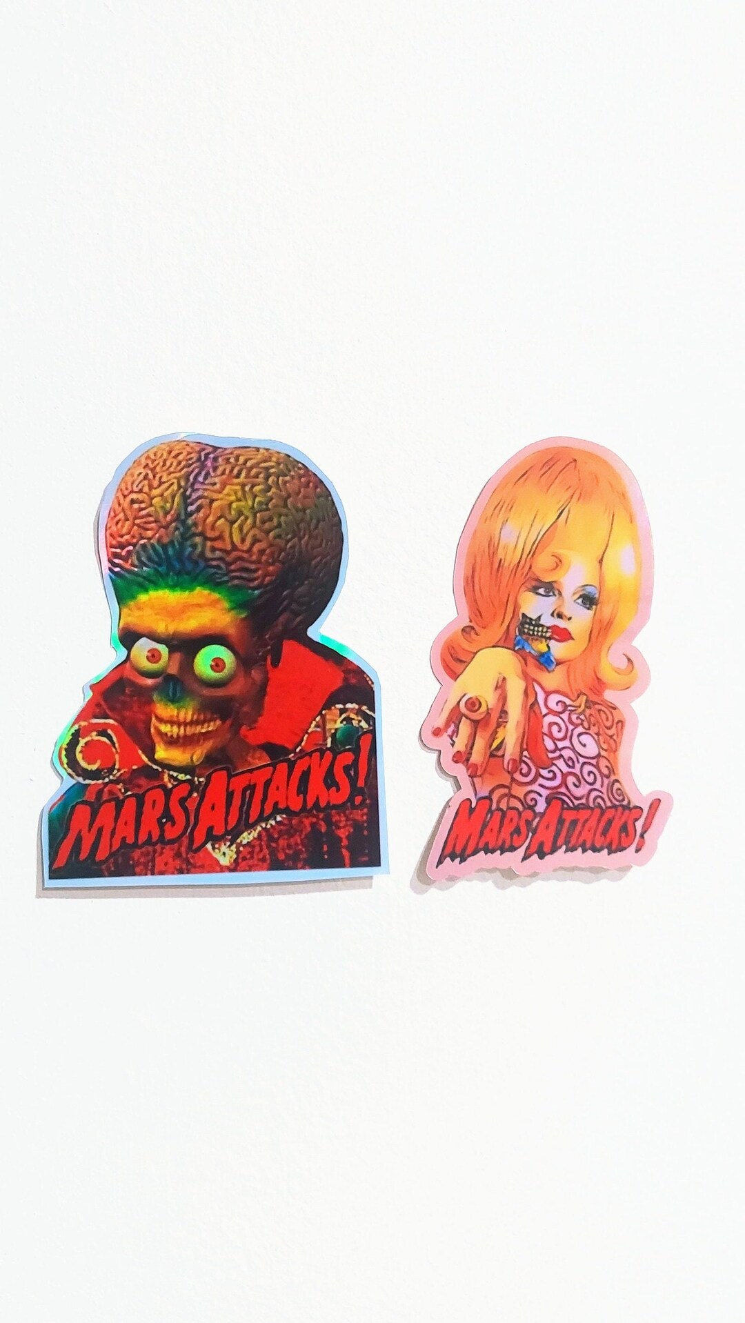 Mars Attacks! Holographic Martian and Madame Sticker - Etsy