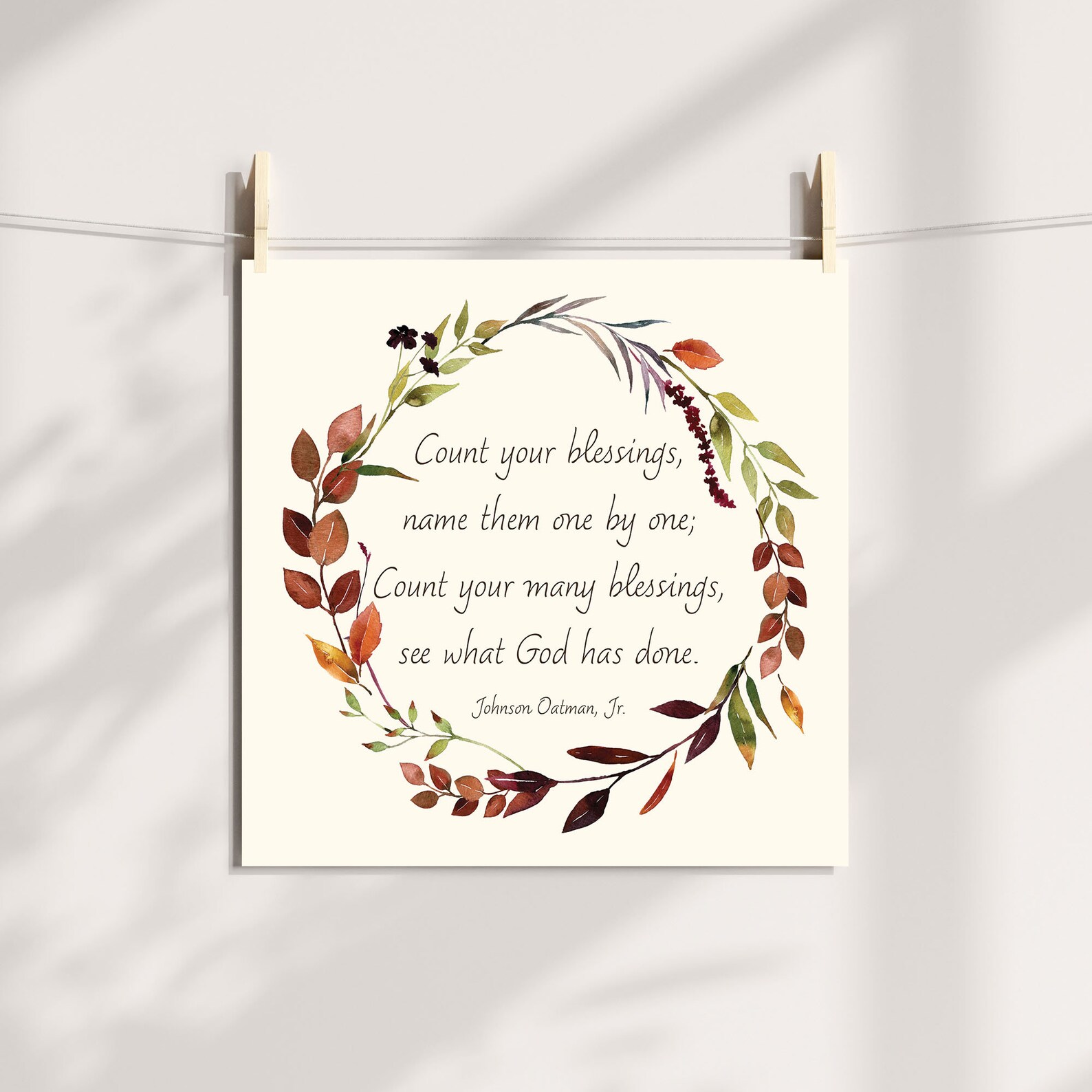Count Your Blessings Wall Art Printable | Thankful Fall Wreath | Autumn ...
