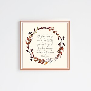 Psalm 107:1 Wall Art Printable KJV Thanksgiving Printable Wall Art ...