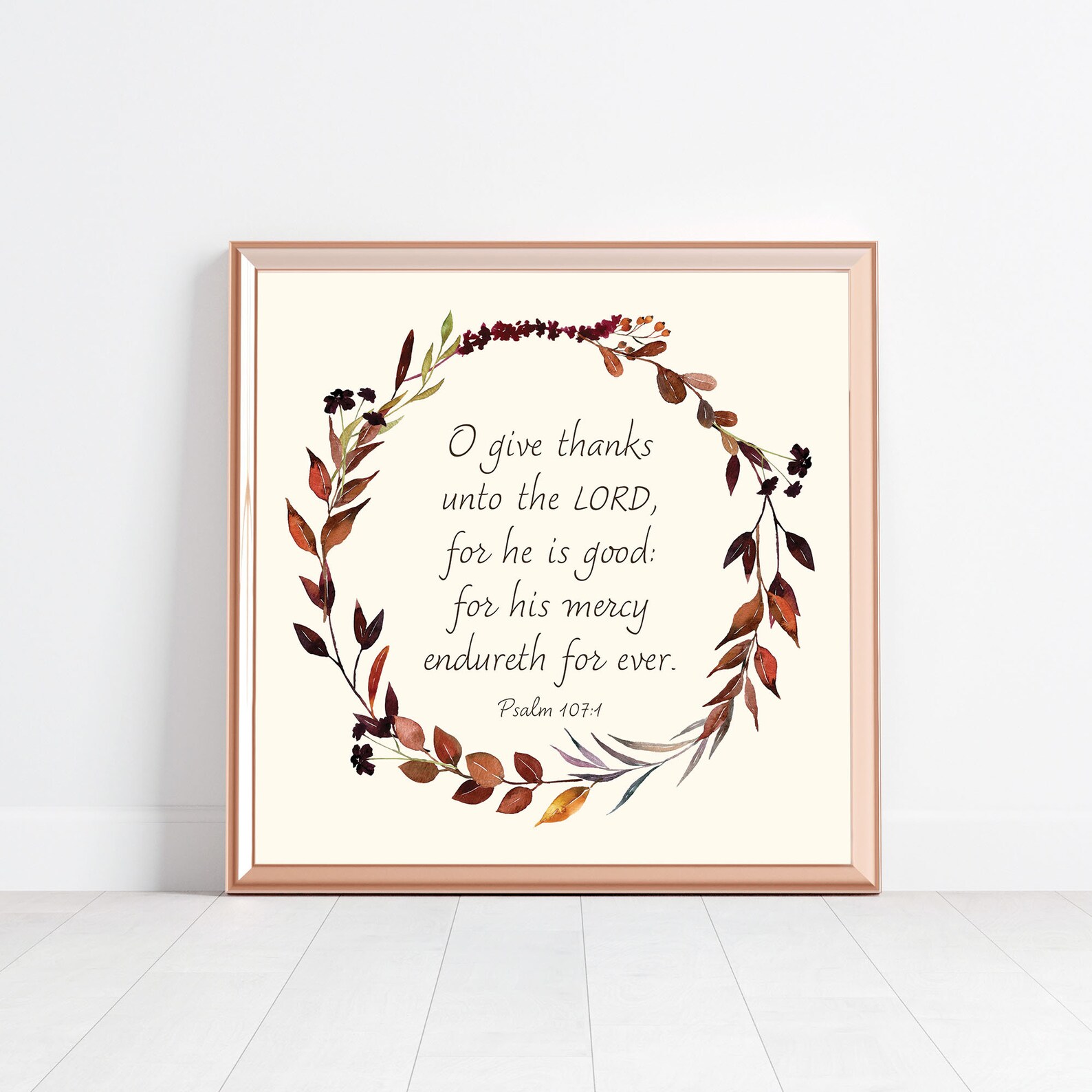 Psalm 107:1 Wall Art Printable KJV Thanksgiving Printable Wall Art ...