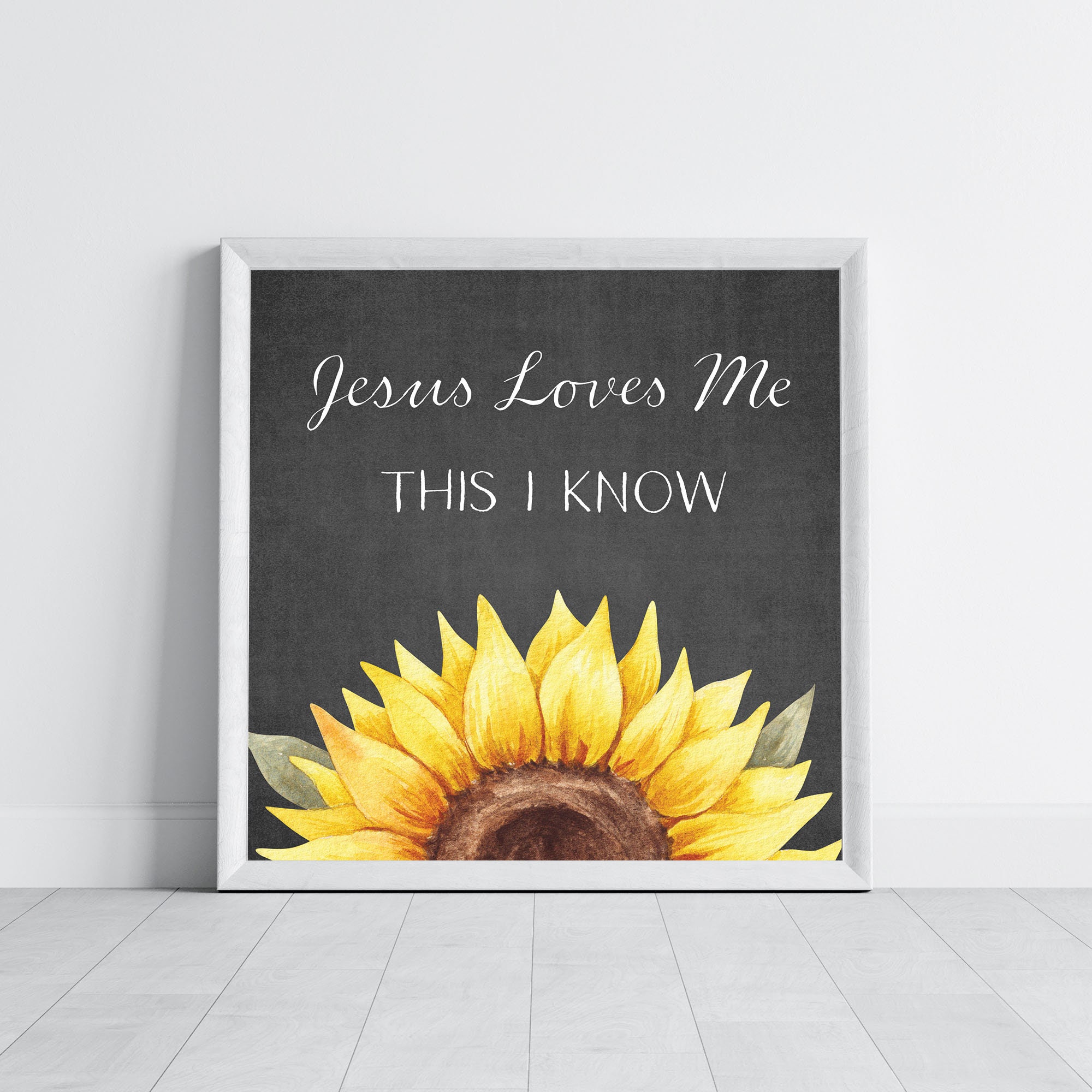 Jesus Loves Me Wall Art, Sunflower Watercolor Print, Printable ...