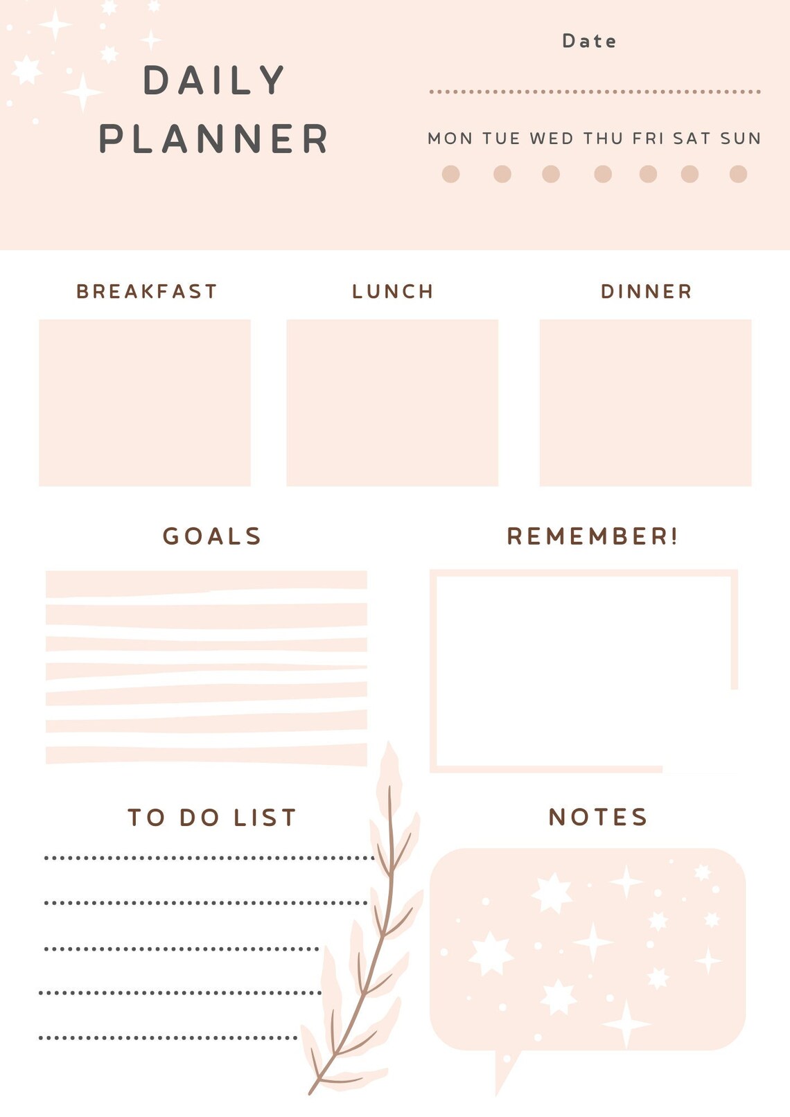 Girly Blush Pink Daily Planner Page Perfect for College - Etsy