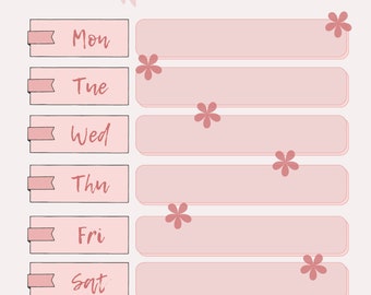Girly Blush Pink Daily Planner Page Perfect for College - Etsy