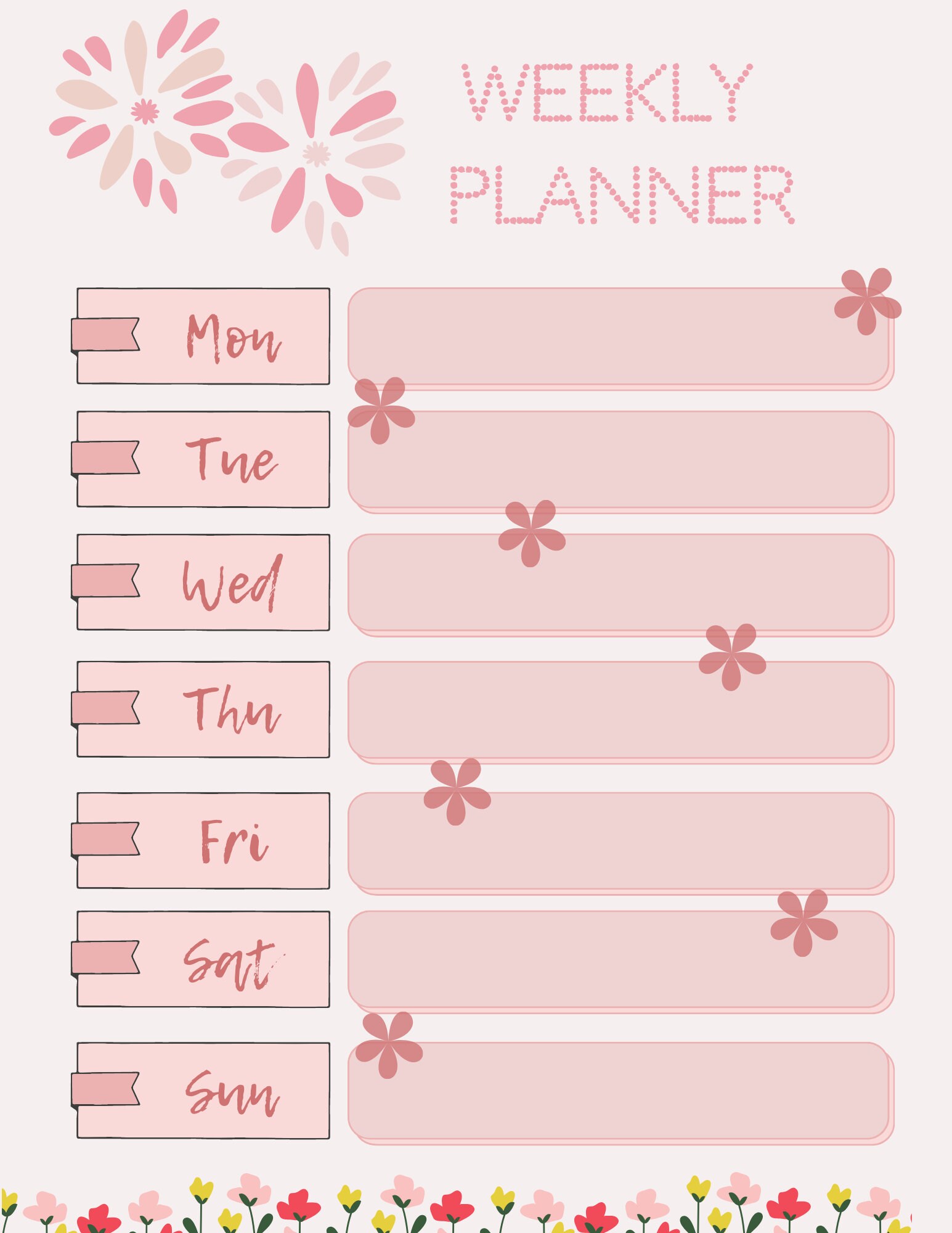 Pink Floral Weekly Planner for College, Weekly Plans, and To-do's - Etsy