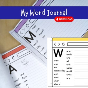Printable Vocabulary and Word Bank List Writing Journal-word Lists for ...
