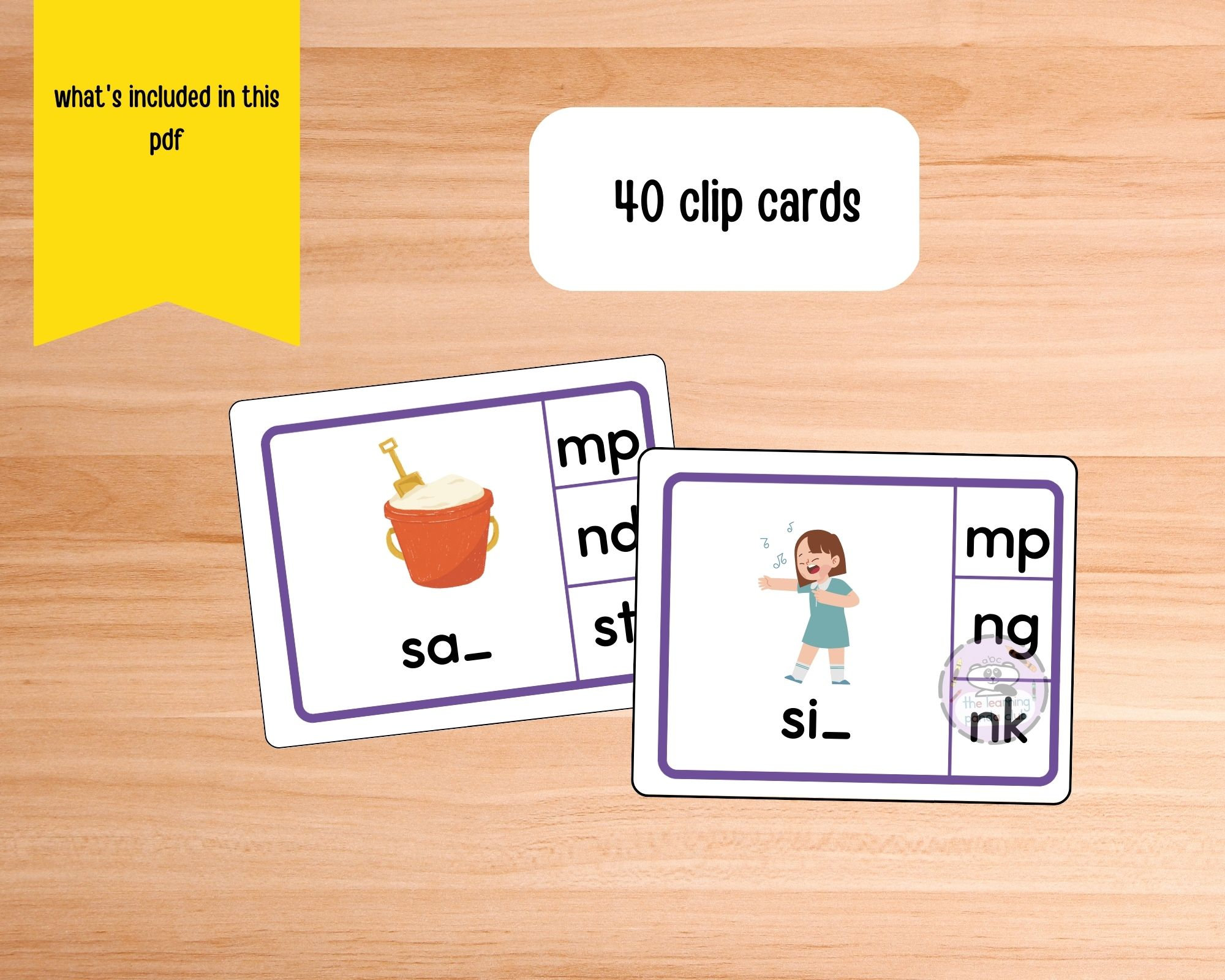 Consonant Ending Blends Clip Cards- Printable for 1st and 2nd Grade ...
