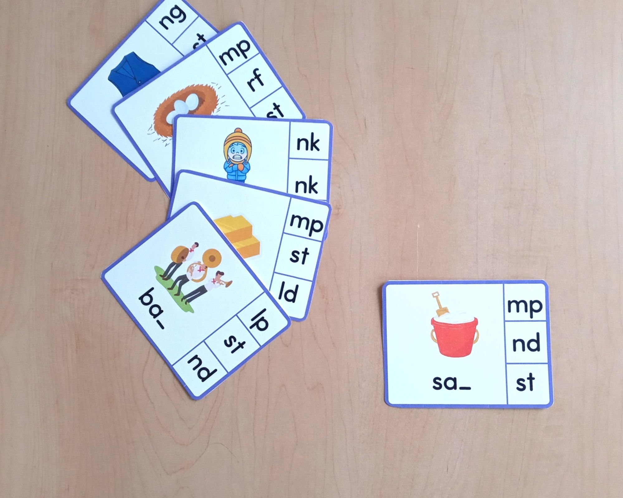 Consonant Ending Blends Clip Cards- Printable for 1st and 2nd Grade ...