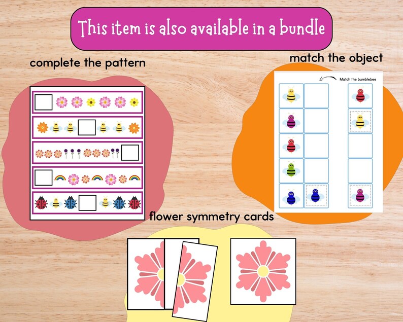 Flower Symmetry Matching Cards- Printable for Toddler, Preschool, and ...