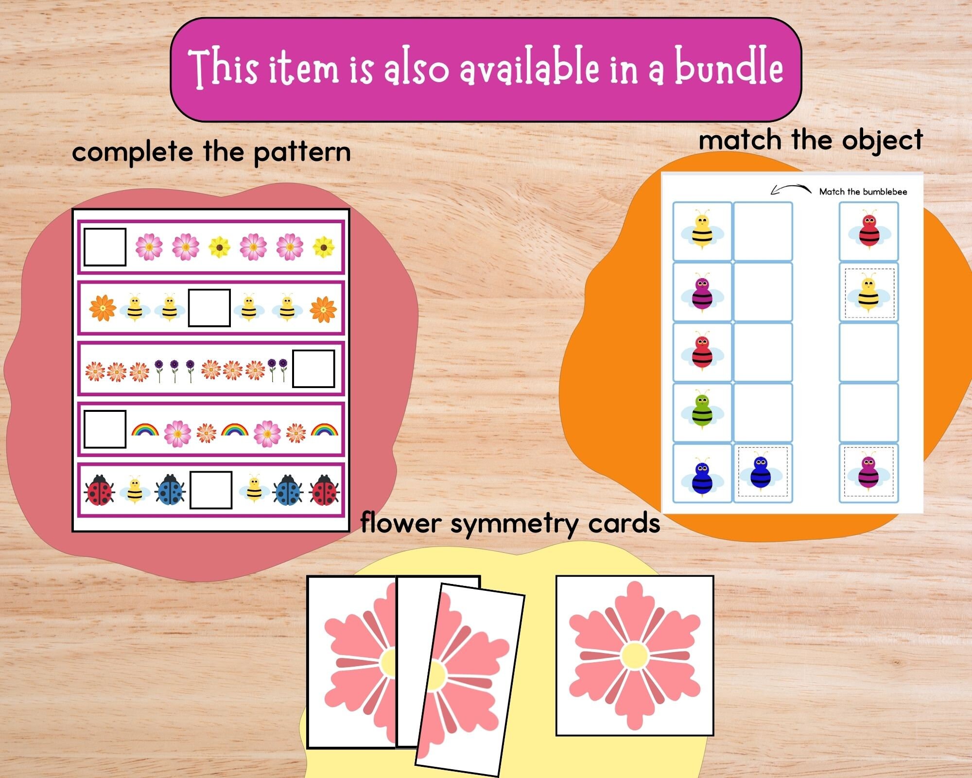 Flower Symmetry Matching Cards- Printable for Toddler, Preschool, and ...