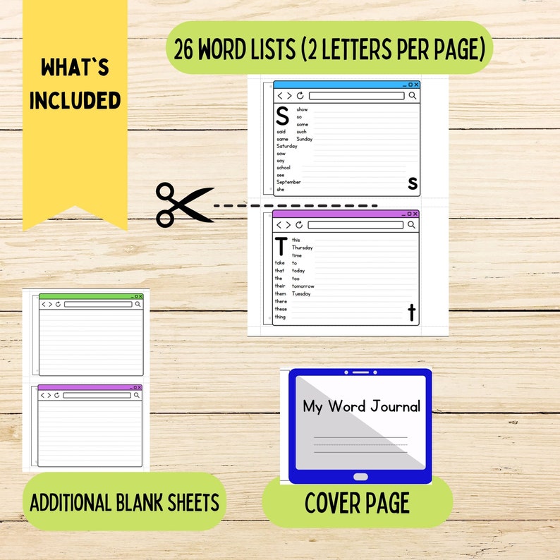 Printable Vocabulary and Word Bank List Writing Journal-word Lists for ...
