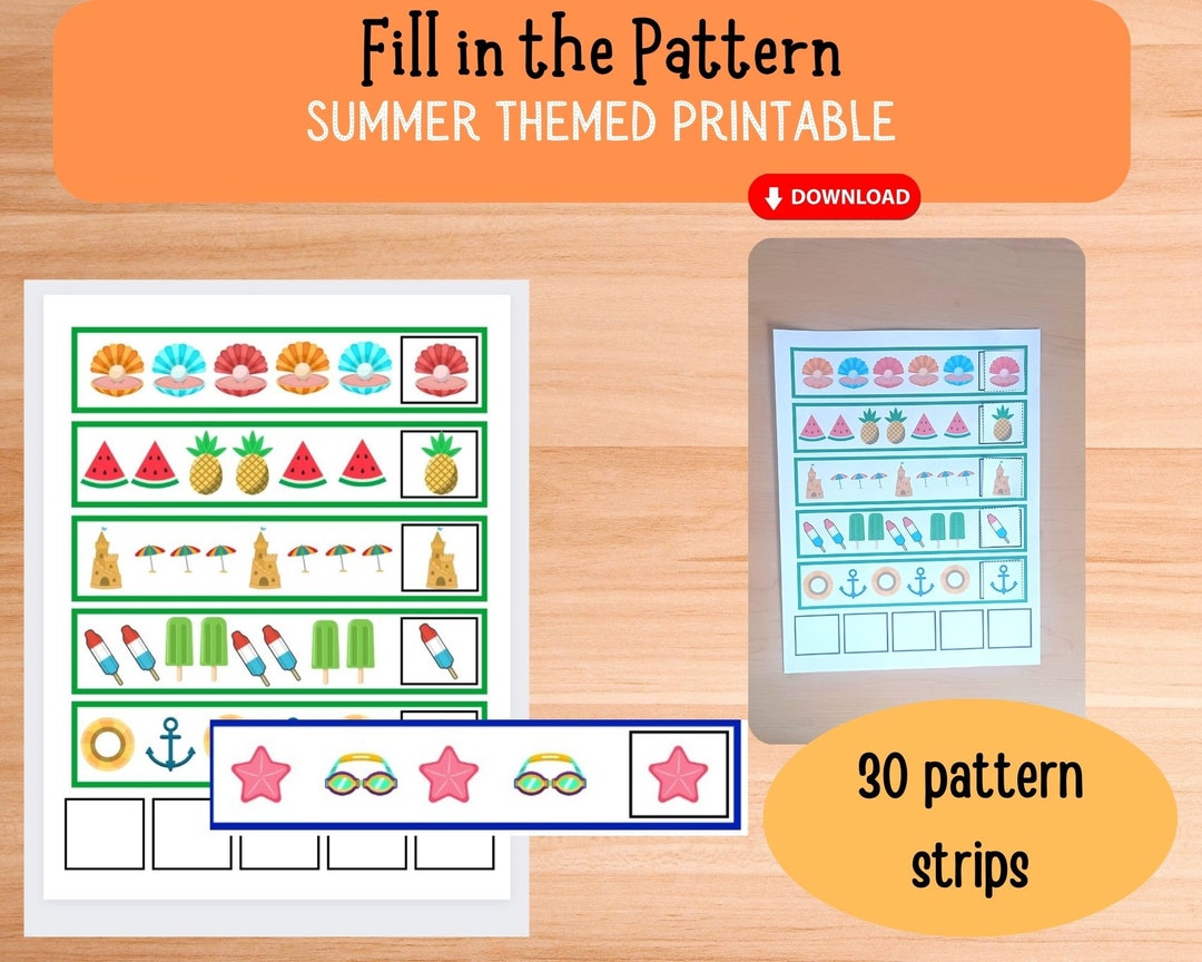 Summer Printable Pattern Strips-for Toddler, Preschool, and ...