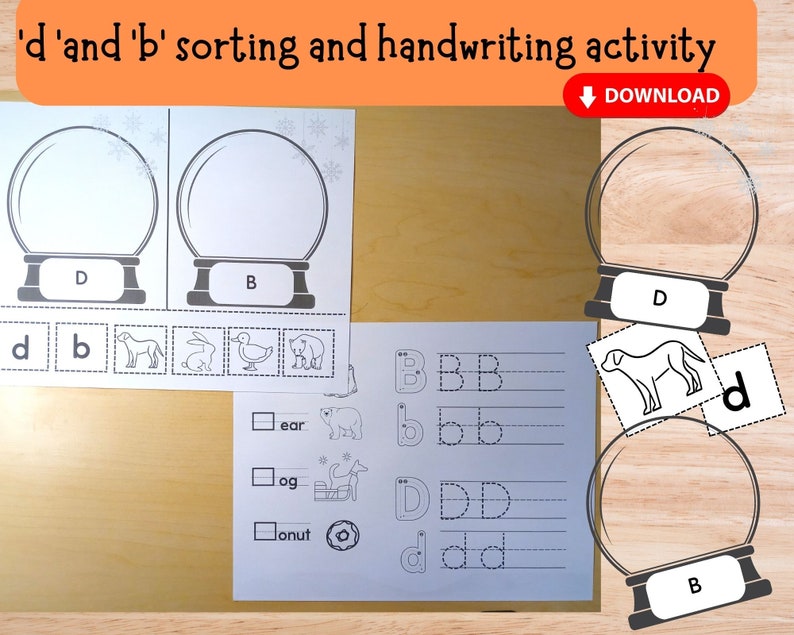Lowercase D and B Sorting Activity for Preschool, Kindergarten, and ...