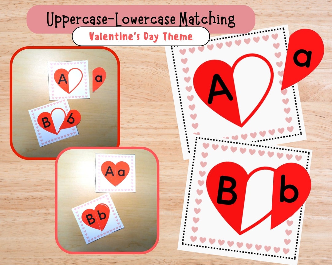 Alphabet Matching Printable, Upper Lowercase Matching, Valentine's Day ...