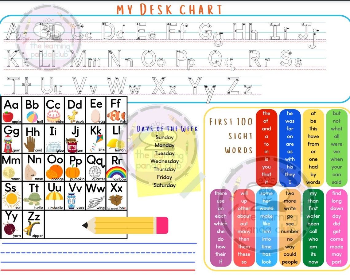 Kindergarten & 1st Grade Letter Chart and Sight Words Printable Number ...