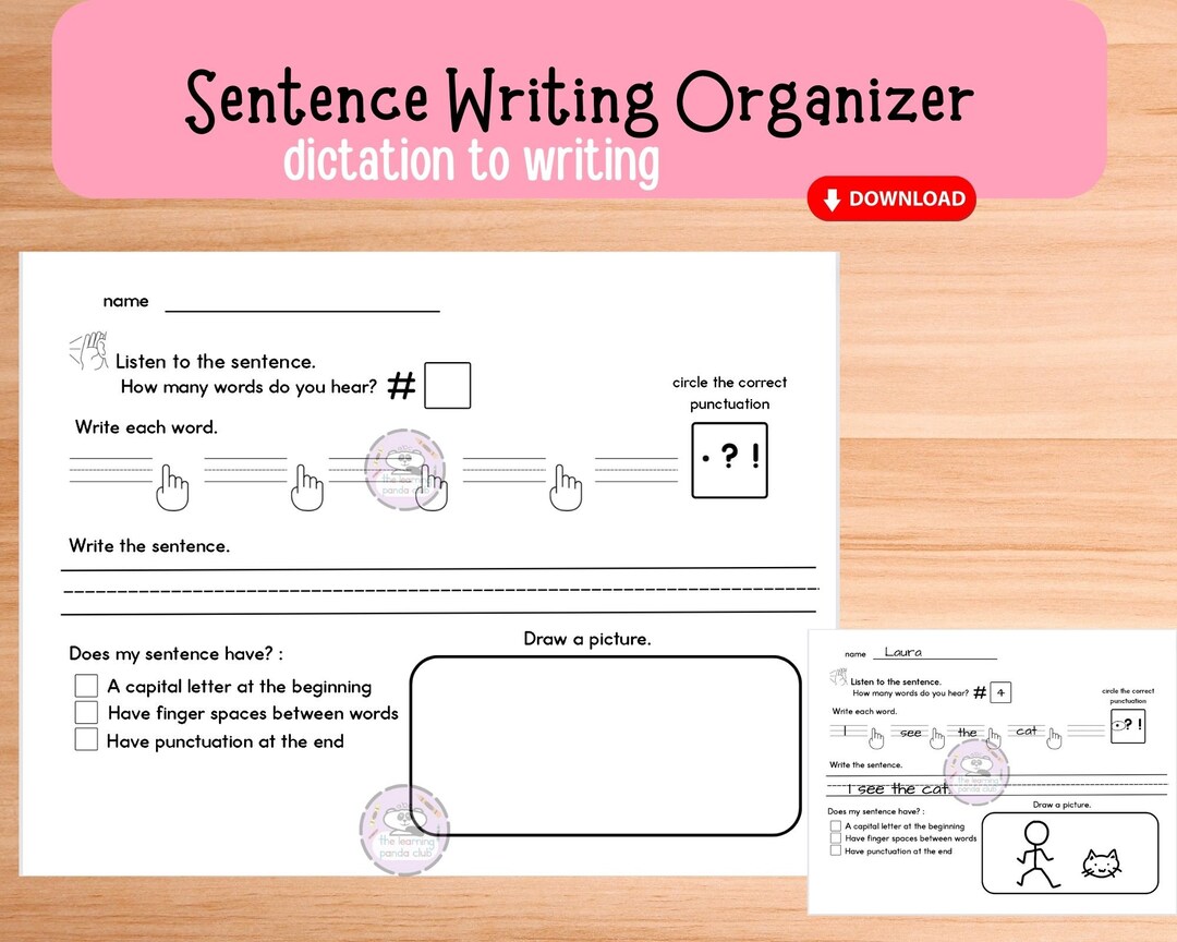 Sentence Writing Graphic Organizer Printable: for Kindergarten, 1st ...