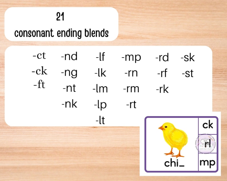 Consonant Ending Blends Clip Cards- Printable for 1st and 2nd Grade ...