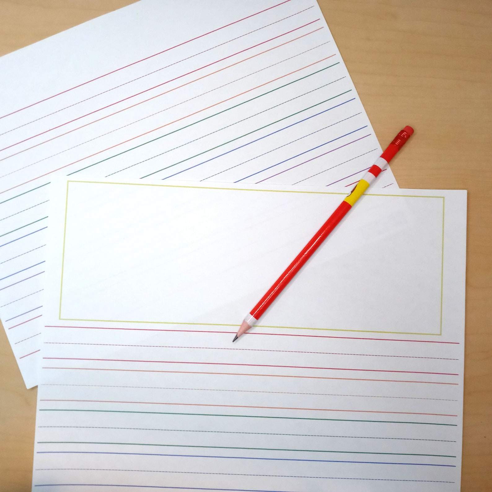 Printable Kid's Handwriting Paper-rainbow Lined Paper for Preschool and ...
