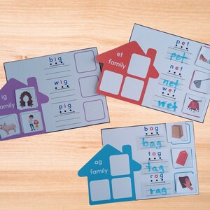 CVC Word Mats Printable- Tap, Blend, Read, Write and Match Activity ...