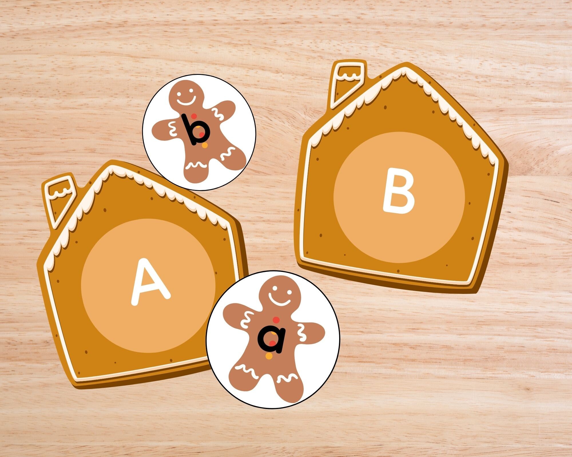 Printable Uppercase-lowercase Gingerbread Match for Preschool and ...