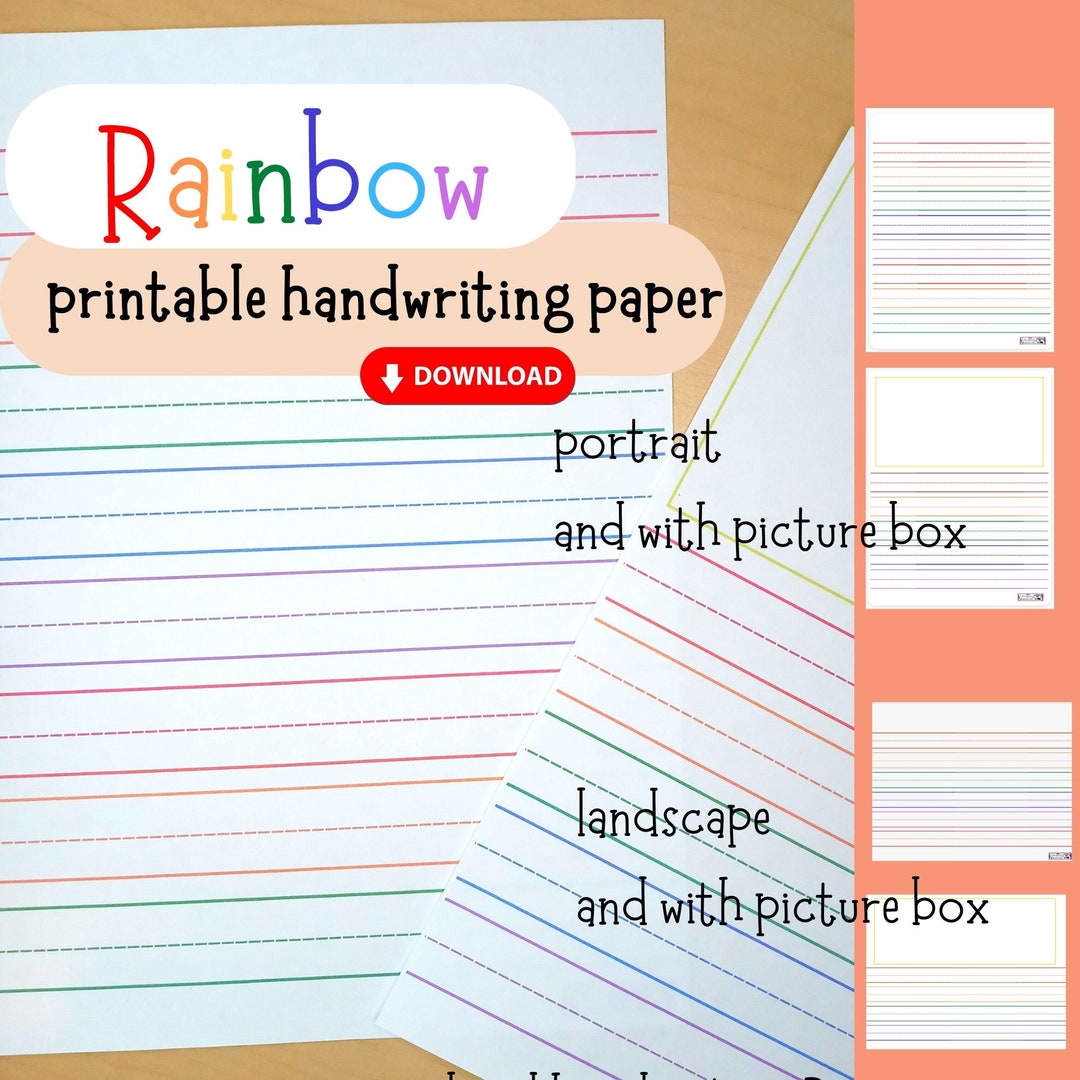 Printable Kid's Handwriting Paper-rainbow Lined Paper for Preschool and ...