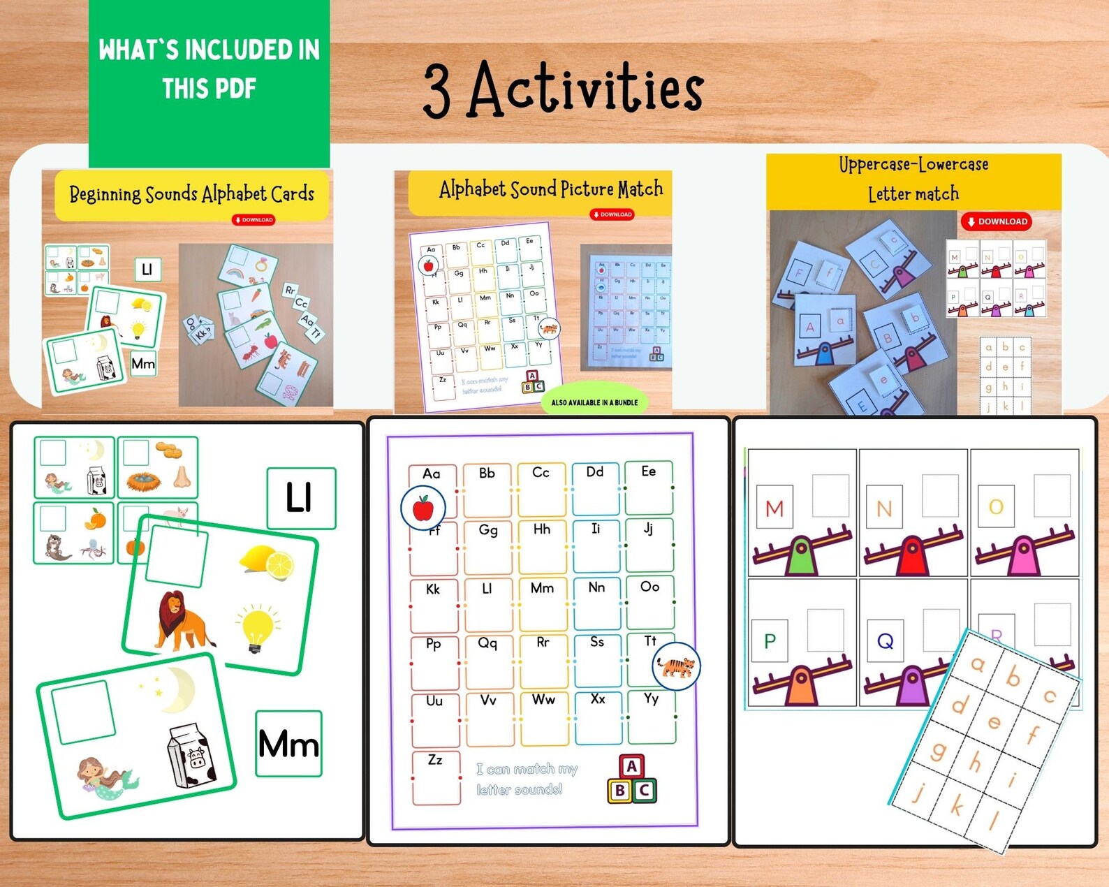 Beginning Letter Sound Game, Cards, and Uppercase to Lowercase Matching ...