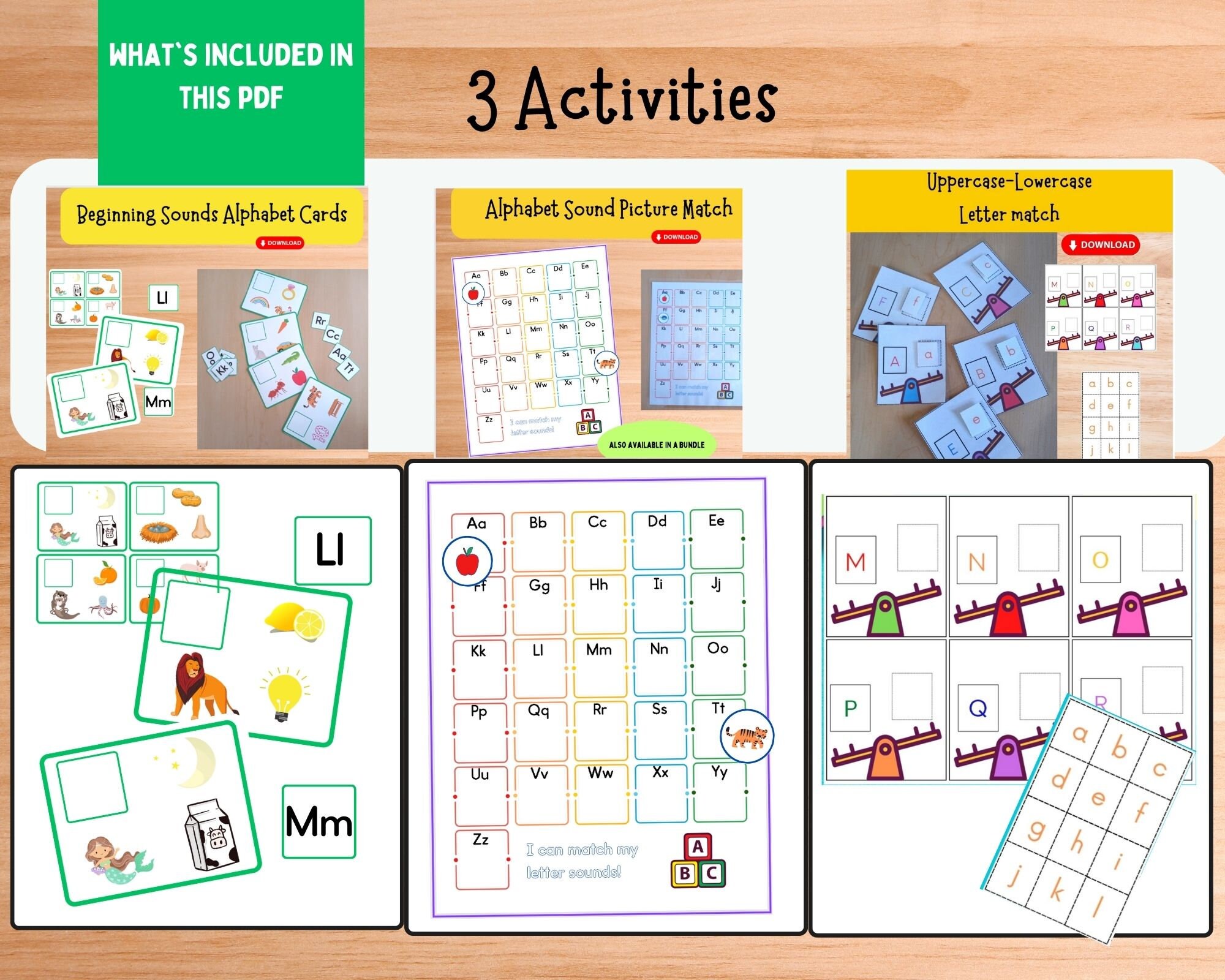Beginning Letter Sound Game, Cards, and Uppercase to Lowercase Matching ...