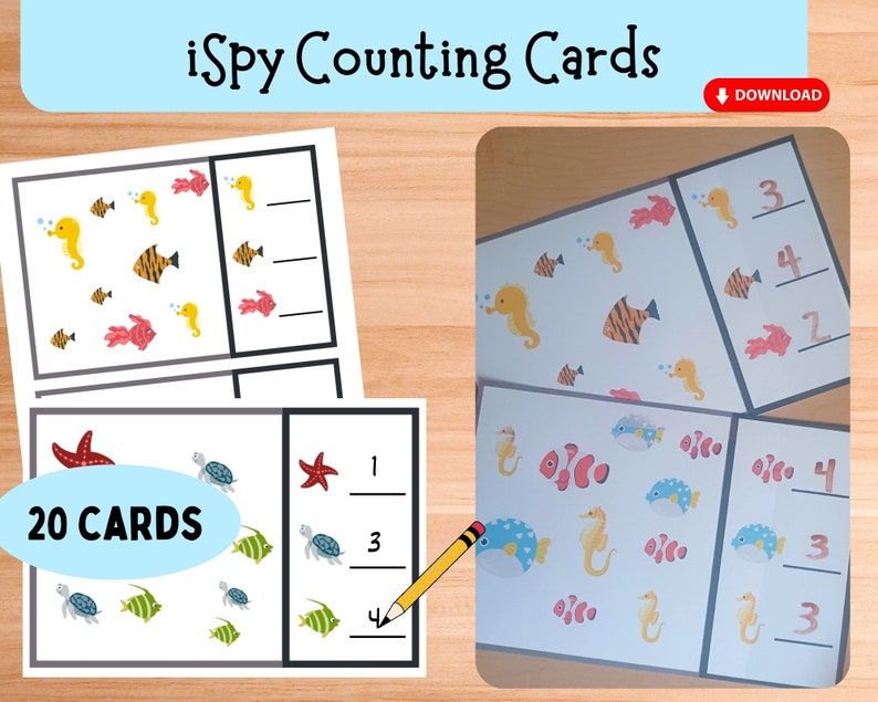 I Spy Counting Cards Printable- for Toddlers, Preschool, and ...