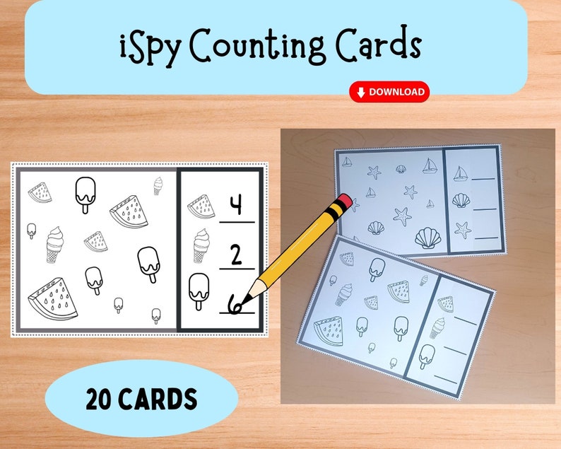I Spy Counting Cards Printable- Toddler, Preschool, and Kindergarten ...