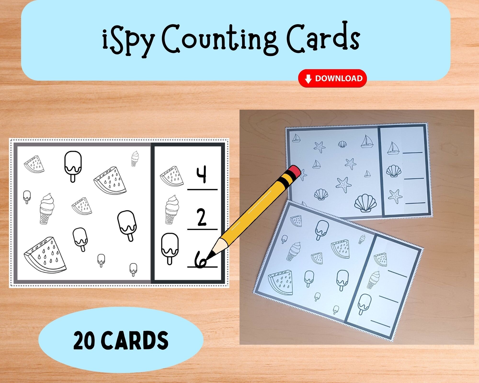 I Spy Counting Cards Printable- Toddler, Preschool, and Kindergarten ...