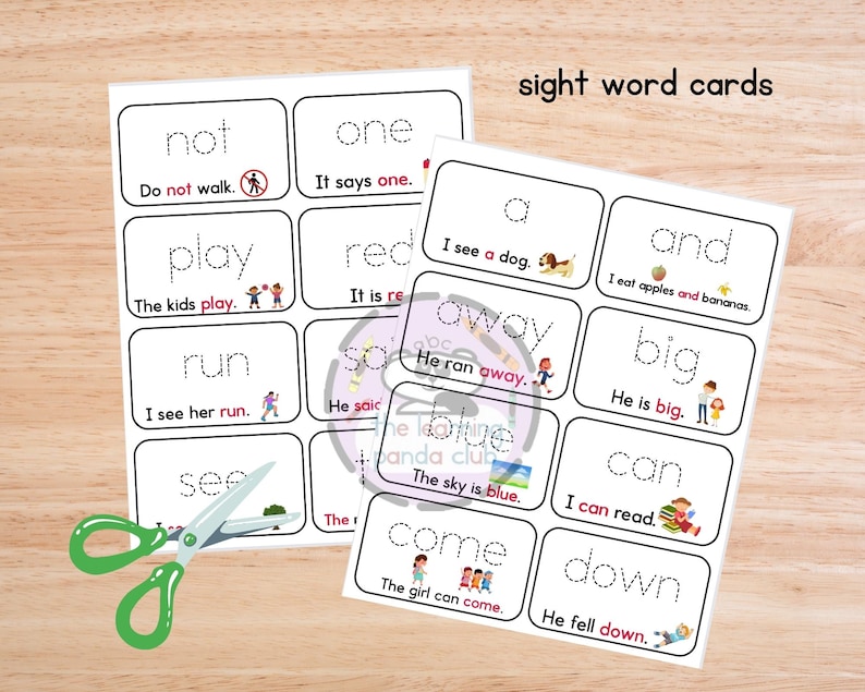 Pre Primer Dolch Printable Flashcards With Sentences for Homeschool and ...