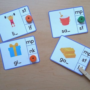 Consonant Ending Blends Clip Cards- Printable for 1st and 2nd Grade ...